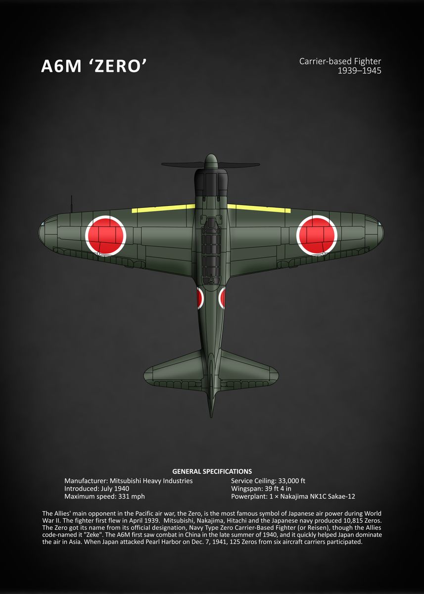 'A6M Zero Fighter' Poster, picture, metal print, paint by RogueDesign ...