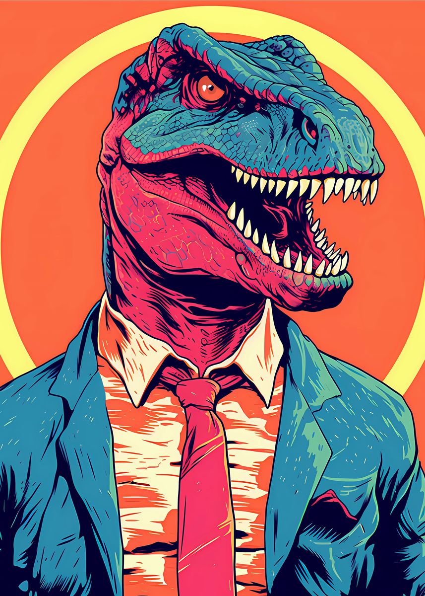 'T Rex Jurassic Trader' Poster, picture, metal print, paint by Juka ...