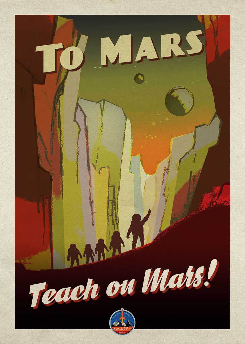 'To Mars' Poster, picture, metal print, paint by Synthwave 1950 | Displate