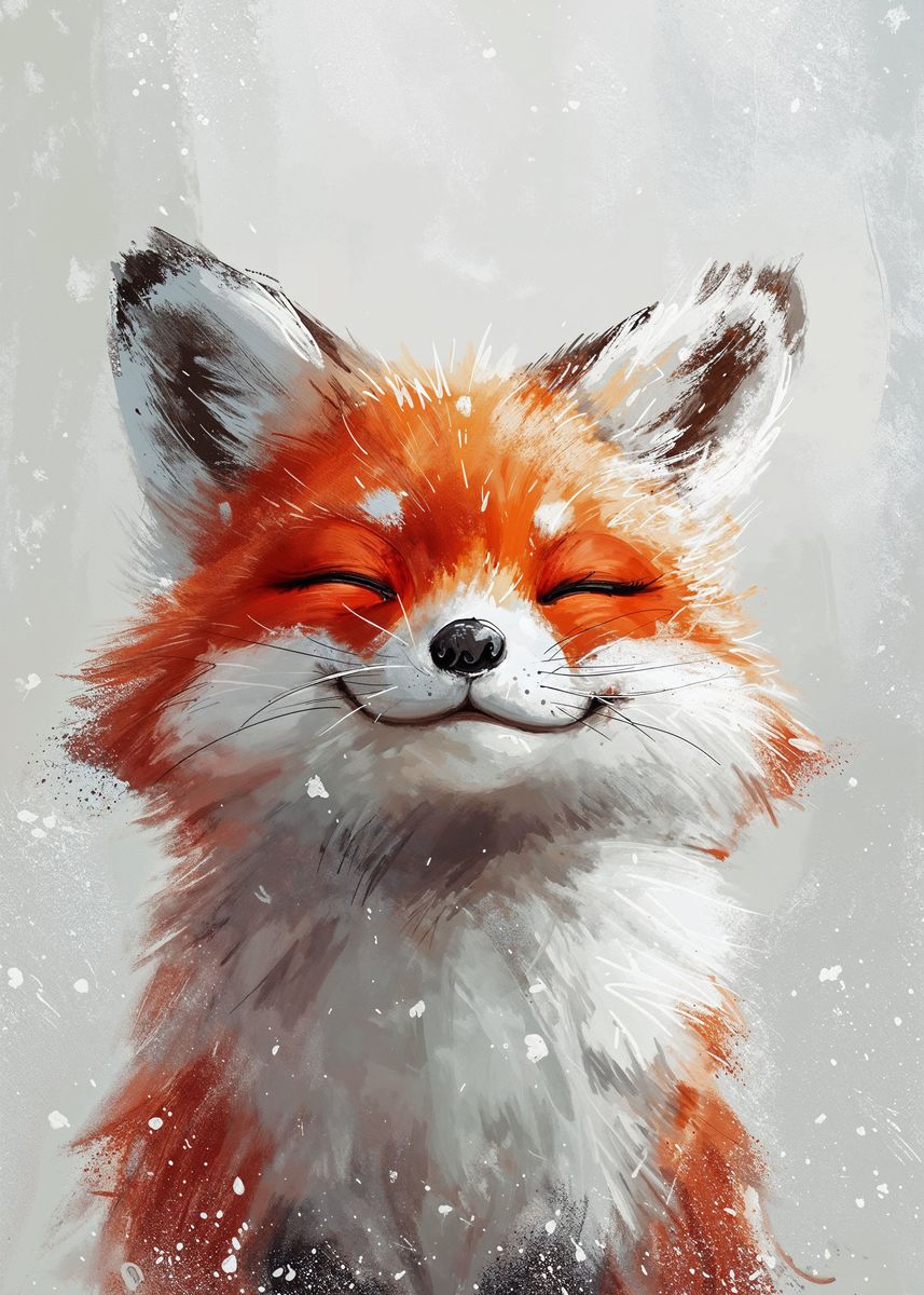 'Blissful Fox Smile' Poster, picture, metal print, paint by Tomoo ...