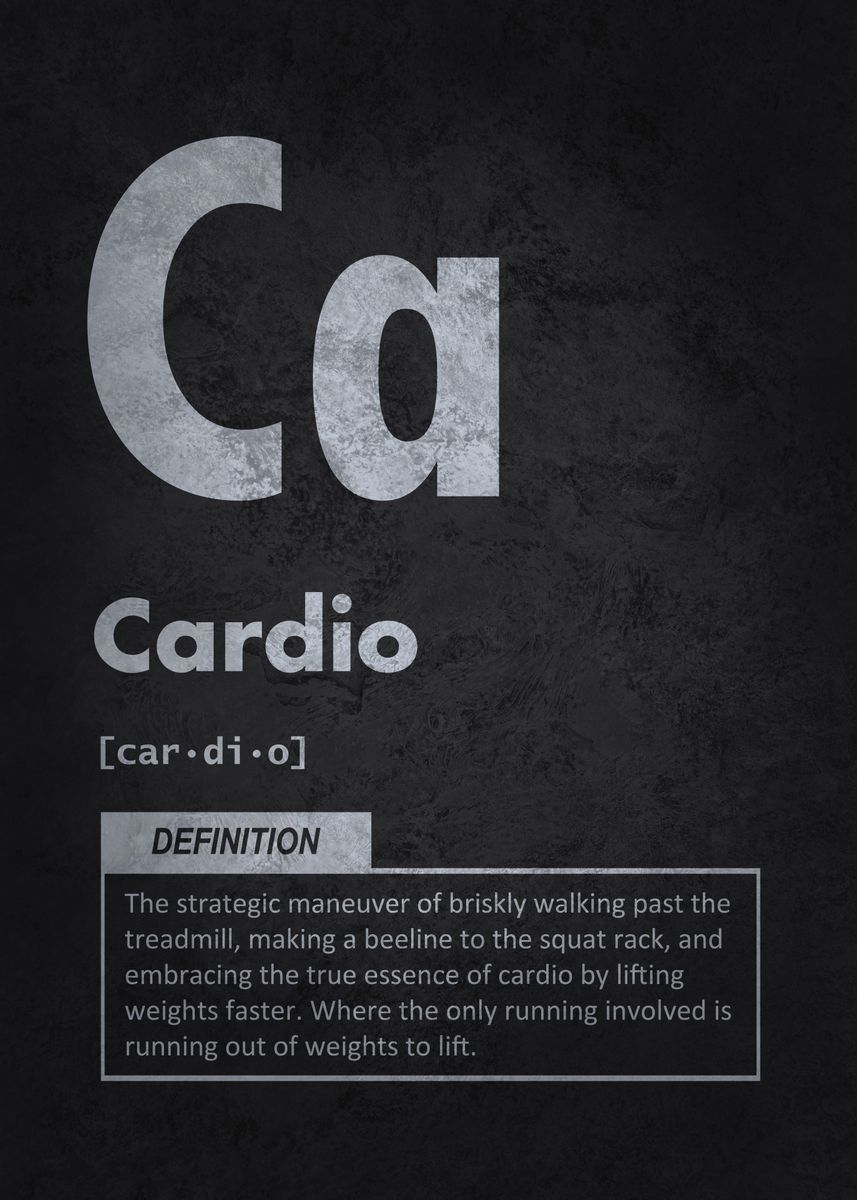 'Cardio Funny Workout Humor' Poster, picture, metal print, paint by ...
