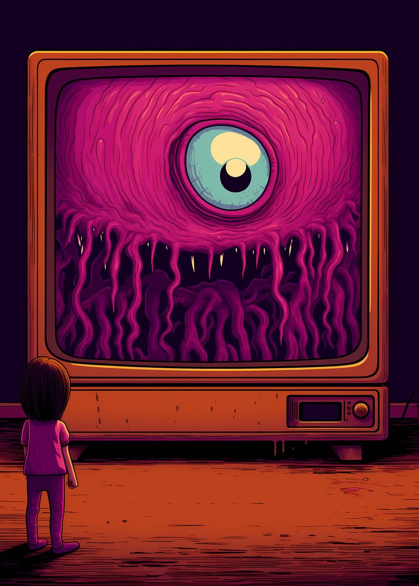 'A TV Blob' Poster, picture, metal print, paint by Spooky Blob | Displate