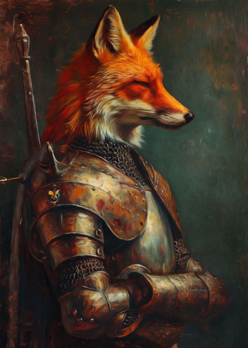 'Fox knight' Poster, picture, metal print, paint by goljakoff | Displate