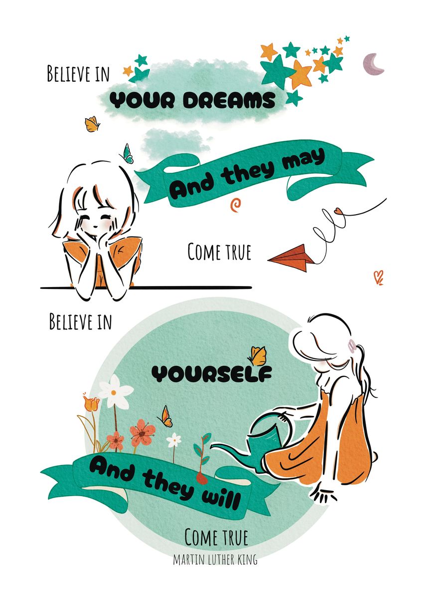 'Believe in your dreams' Poster, picture, metal print, paint by ...