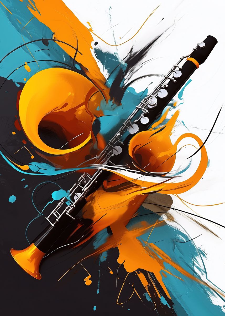 'Clarinet Abstract Art' Poster, picture, metal print, paint by Ben ...