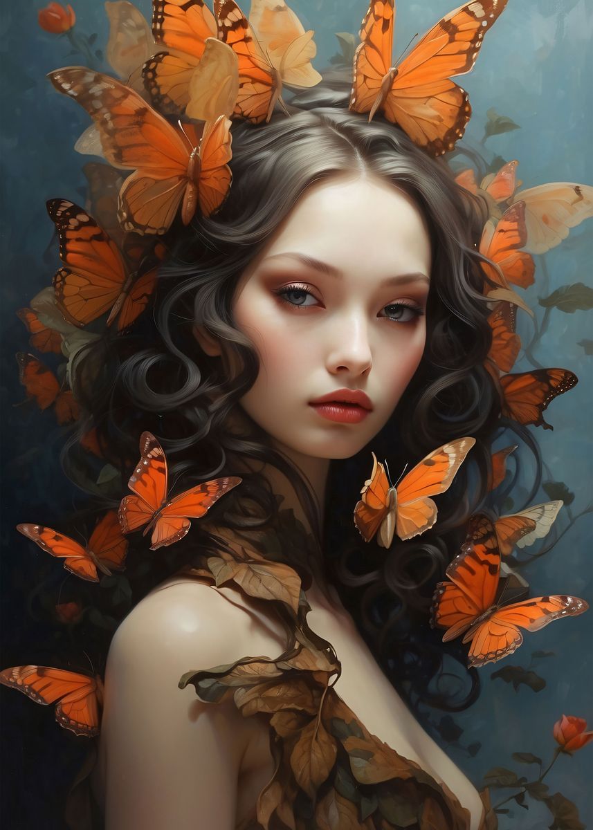 'Butterfly Girl' Poster, picture, metal print, paint by Madooza | Displate