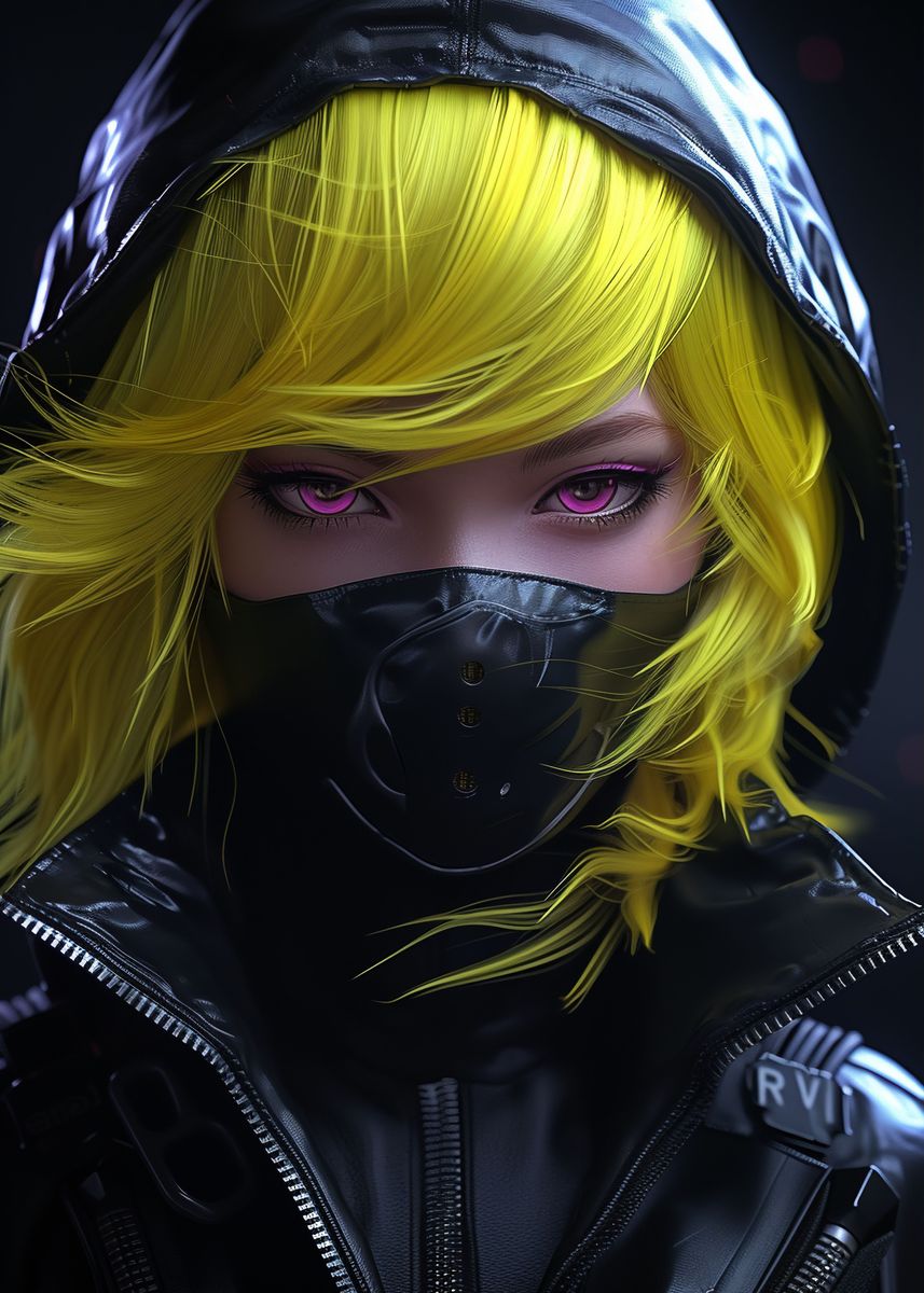 'Yellow Hair Hacker Girl' Poster, picture, metal print, paint by ...