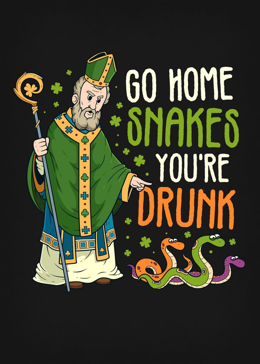 'St Patrick Snakes' Poster, picture, metal print, paint by B Cubed ...