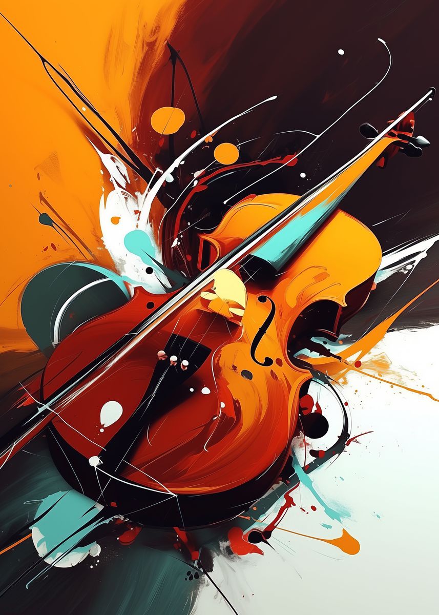 'Violin Abstract Art' Poster, picture, metal print, paint by Ben Krefta ...
