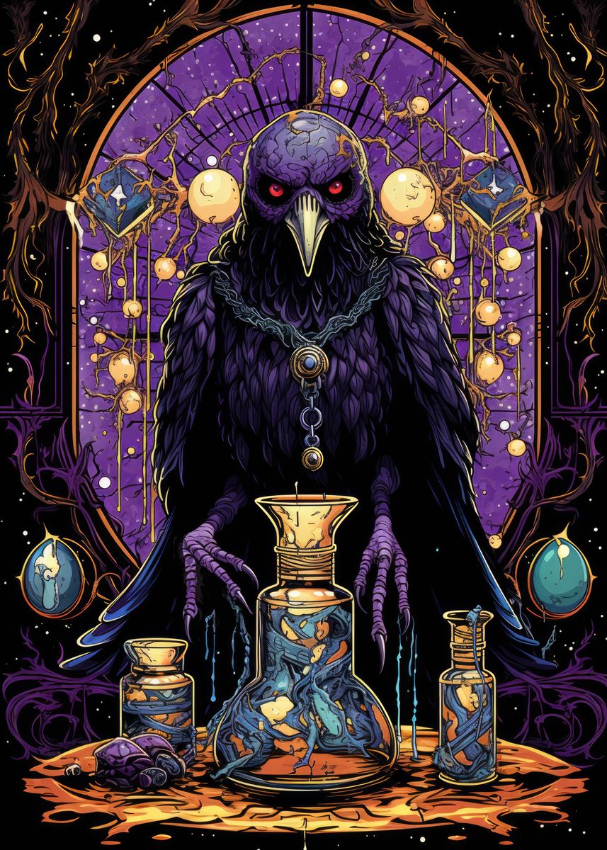 'Raven alchemist' Poster, picture, metal print, paint by Mezma and ...