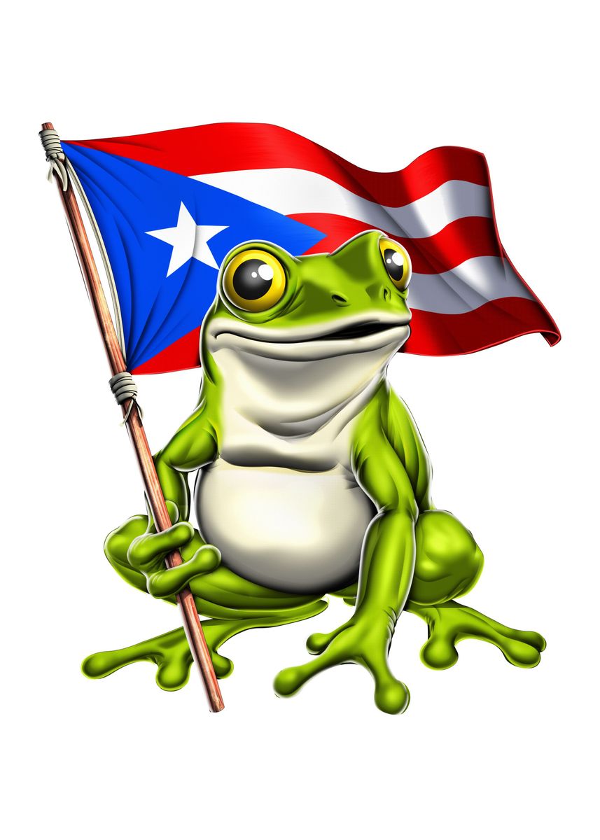 'Puerto Rico Flag Frog' Poster, picture, metal print, paint by ...