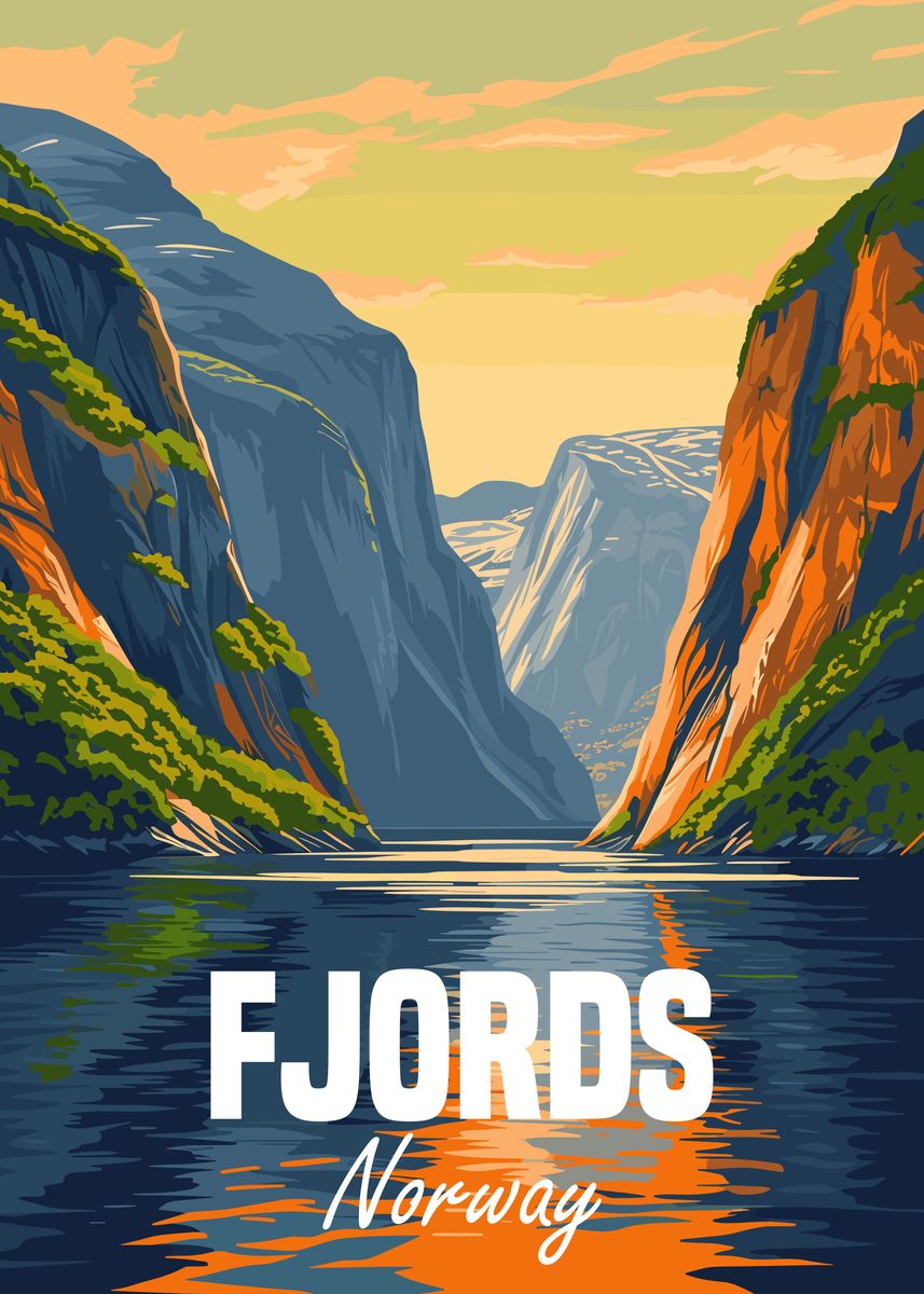 'Fjords Norway' Poster, picture, metal print, paint by Mesh | Displate