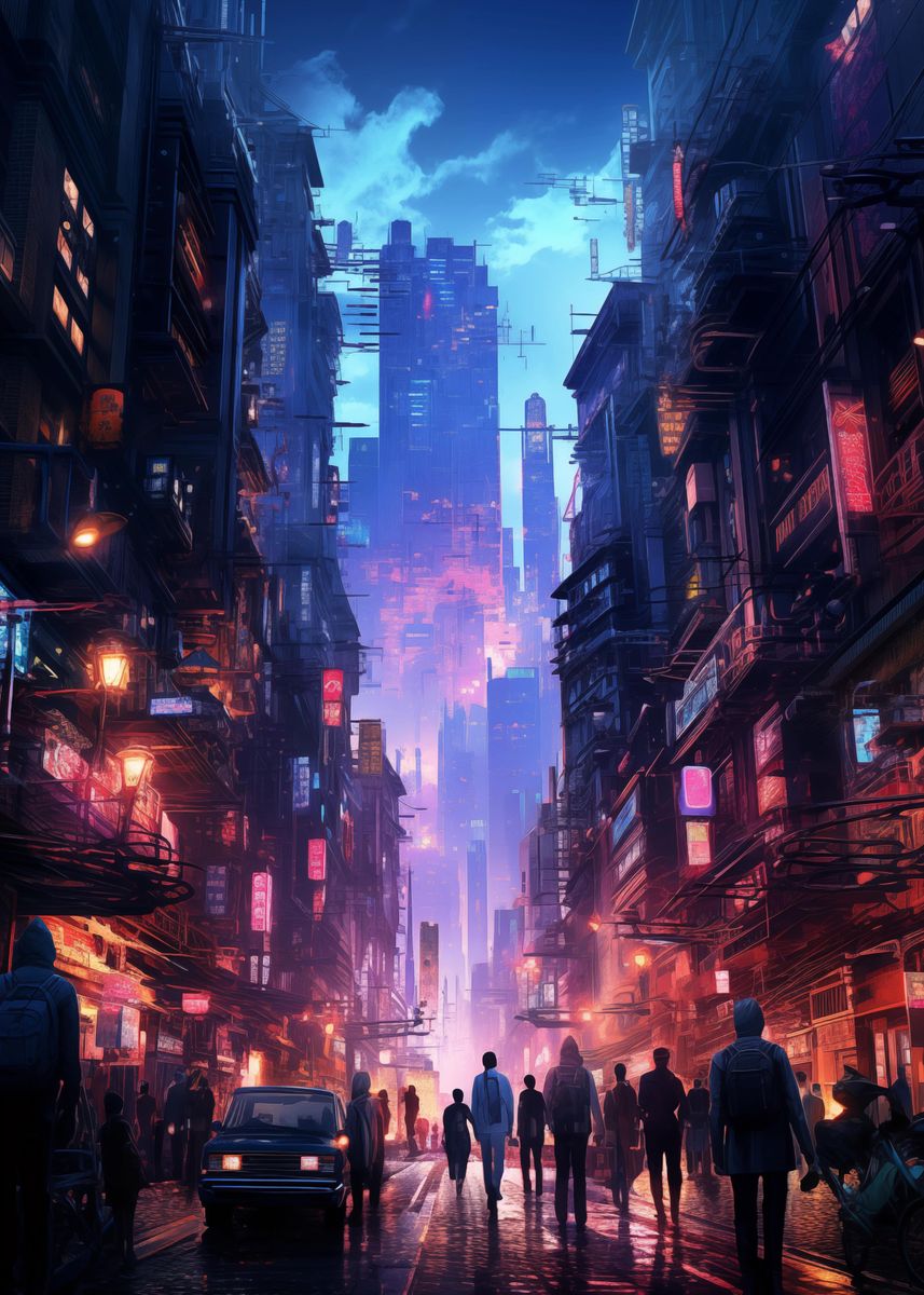 'Amazing Cyberpunk Night' Poster, picture, metal print, paint by ...