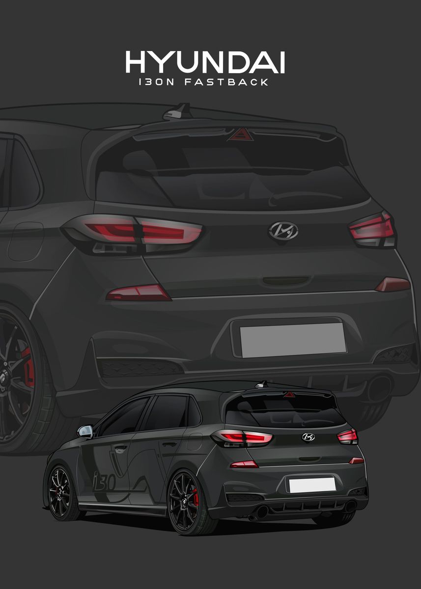 'hyundai i30n fastback blk' Poster, picture, metal print, paint by ...
