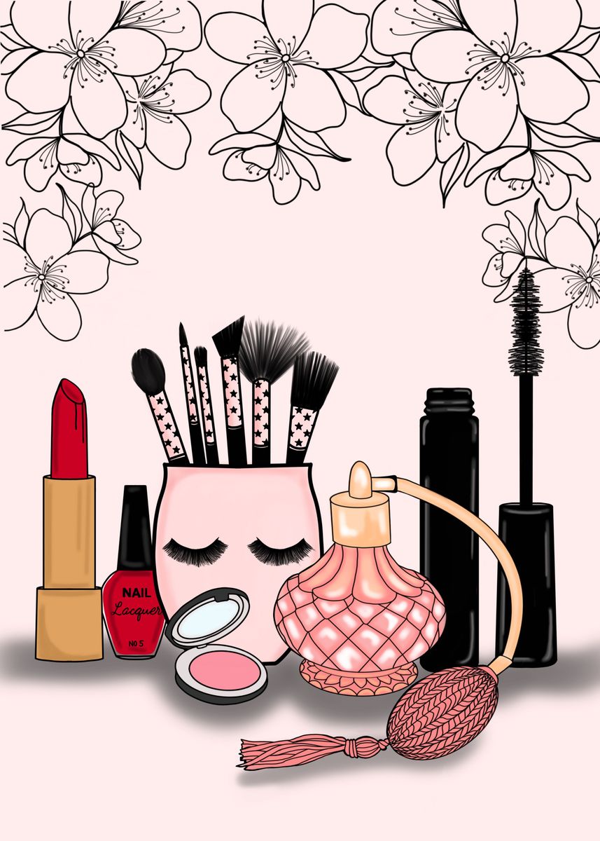 'Makeup set' Poster, picture, metal print, paint by Anam Hanif Studio ...