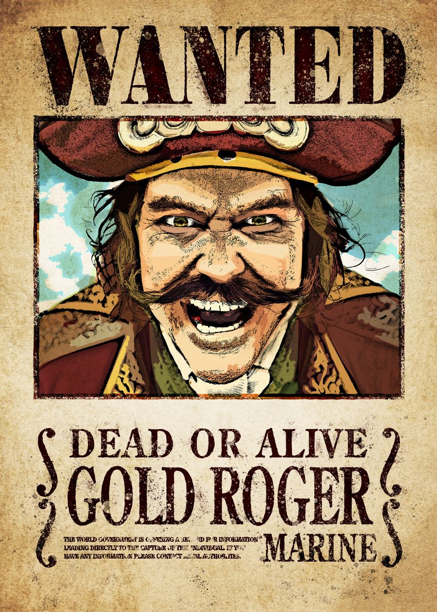 'Gold Roger Wanted' Poster, picture, metal print, paint by One Piece ...