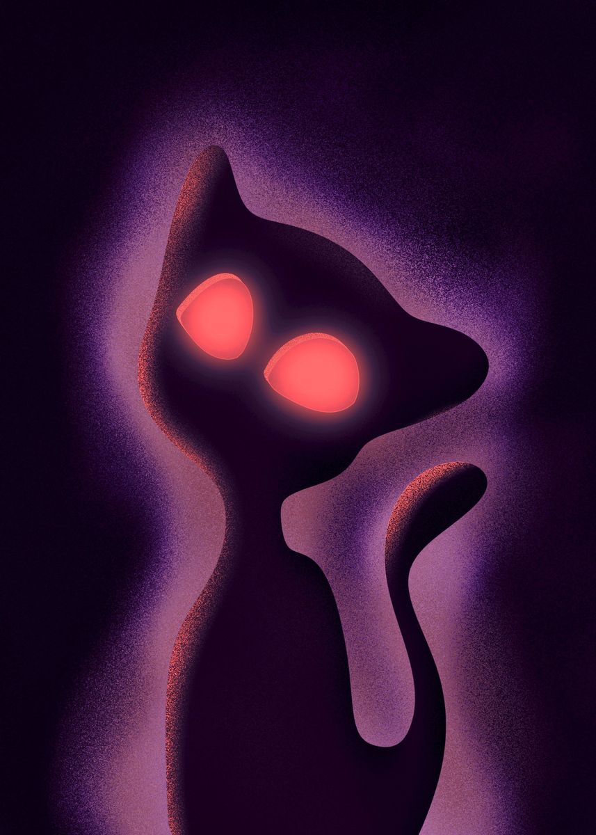 'Crimson spooky ghost cat' Poster, picture, metal print, paint by Sarah ...