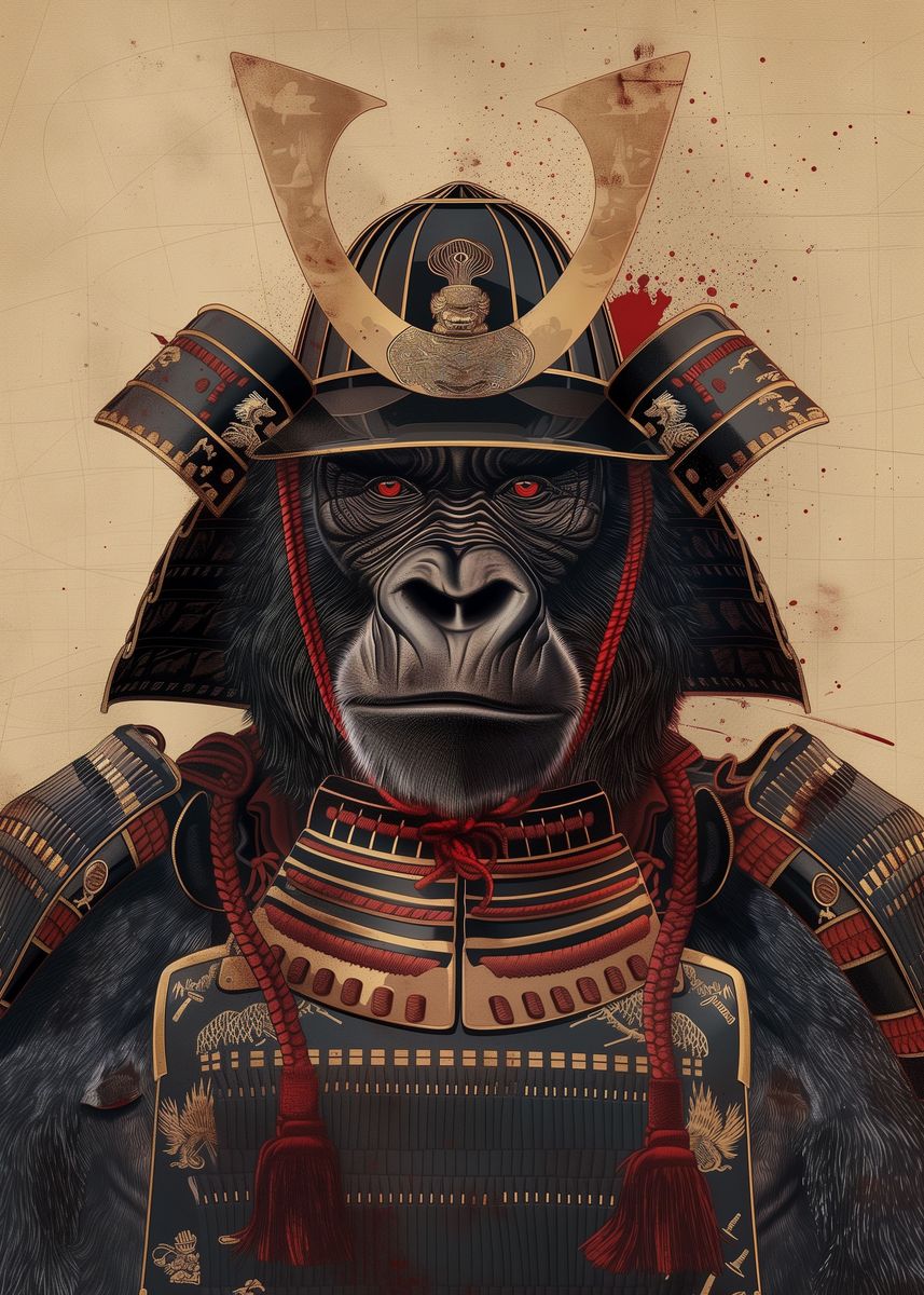 'Samurai Gorilla Wall Art' Poster, picture, metal print, paint by Eline ...