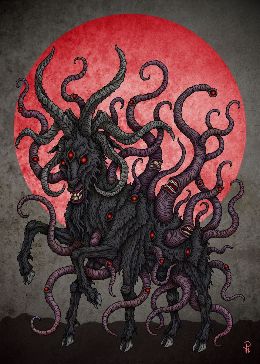 'Black Goat Red Moon' Poster, picture, metal print, paint by Azhmodai ...