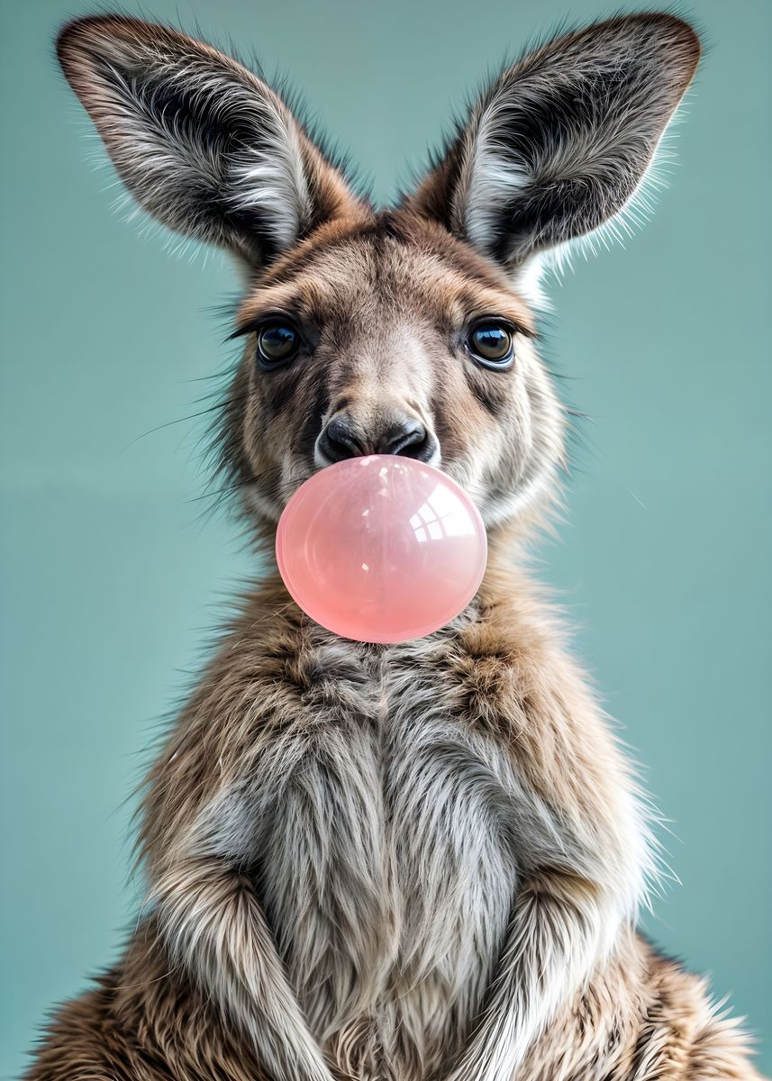 'Kangaroo pink chewing gum' Poster, picture, metal print, paint by ...