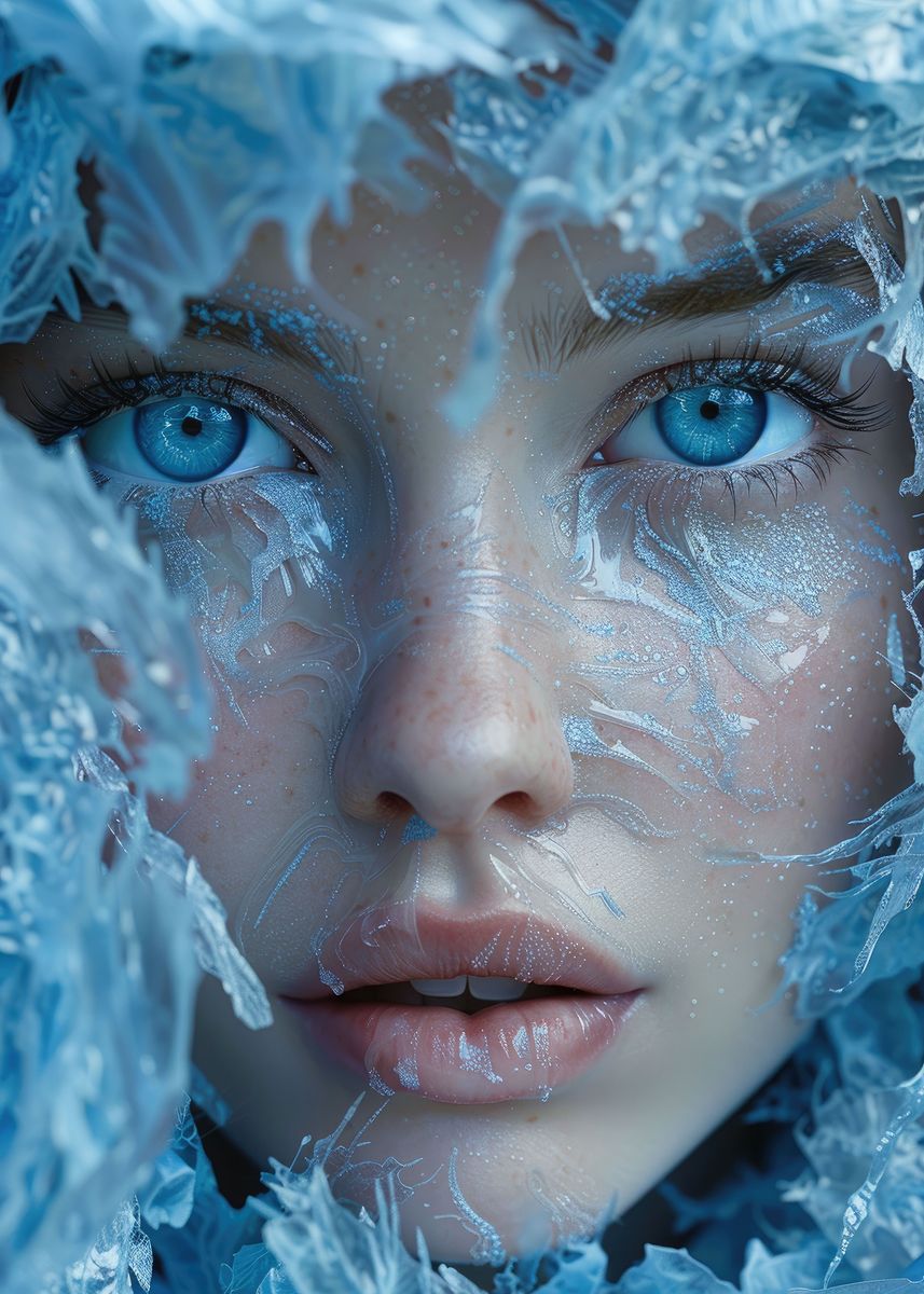 'Fantasy Woman Blue Ice' Poster, picture, metal print, paint by OniArt ...