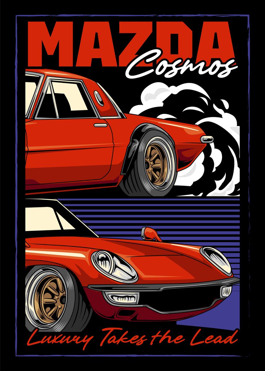 'Retro Cosmo Car' Poster, picture, metal print, paint by Amila Trending ...
