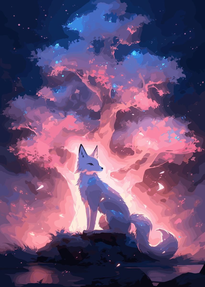 'Celestial Fox Ethereal' Poster, picture, metal print, paint by ...