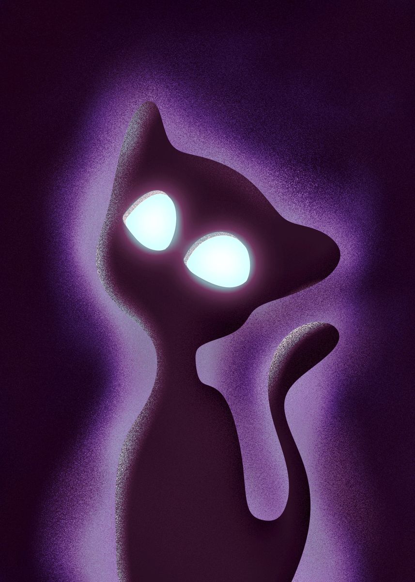'Violet spooky ghost cat' Poster, picture, metal print, paint by Sarah ...
