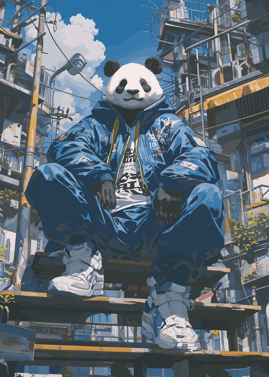 'Japanese Urban Panda' Poster, picture, metal print, paint by ...