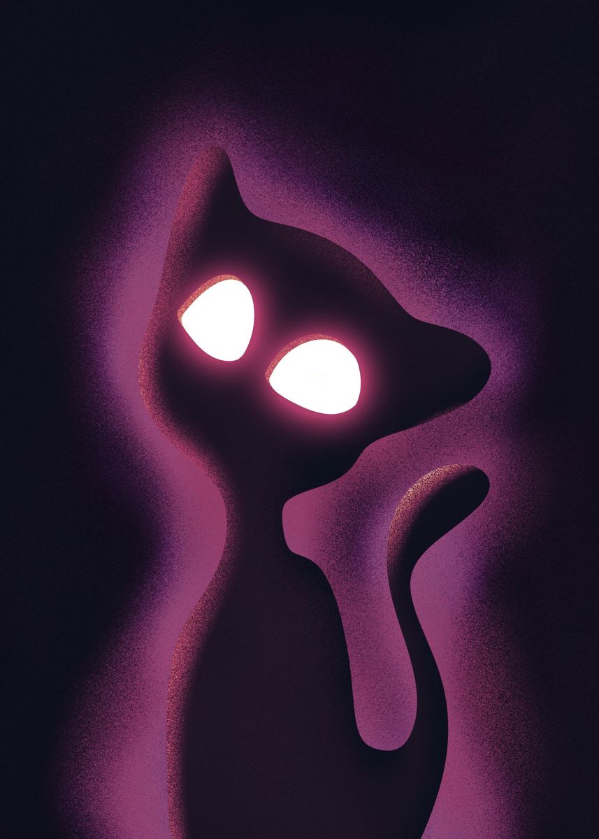 'Magenta spooky ghost cat' Poster, picture, metal print, paint by Sarah ...