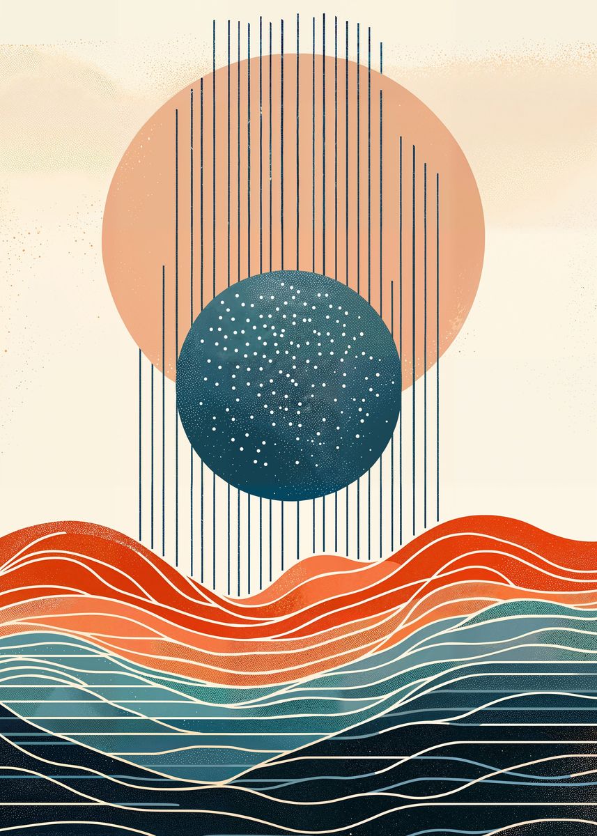 'Retro Solar Waves' Poster, picture, metal print, paint by Michael ...