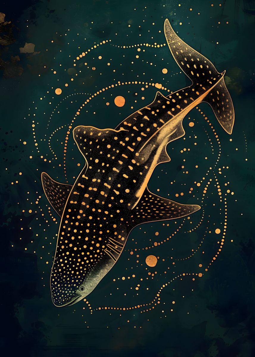 'Golden Shark' Poster, picture, metal print, paint by THEXYIA | Displate
