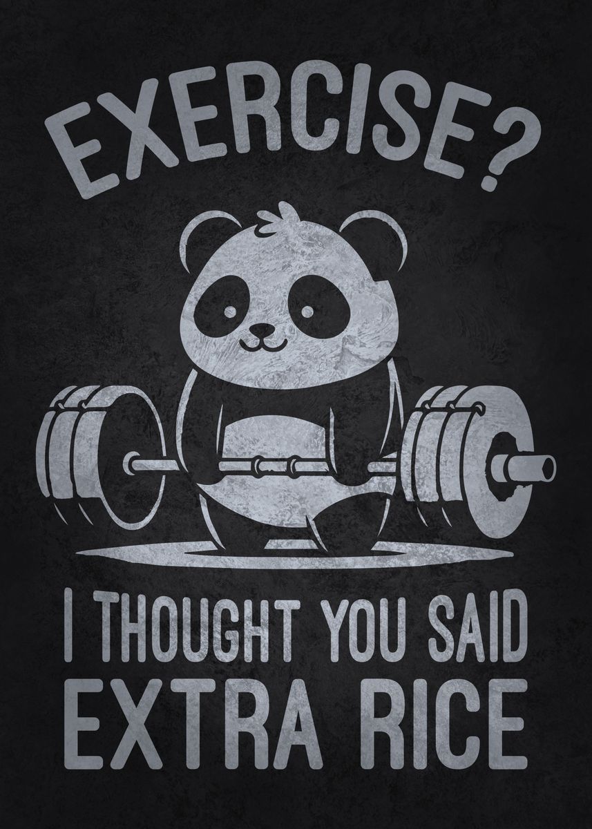 'Exercise vs Extra Rice Gym' Poster, picture, metal print, paint by ...