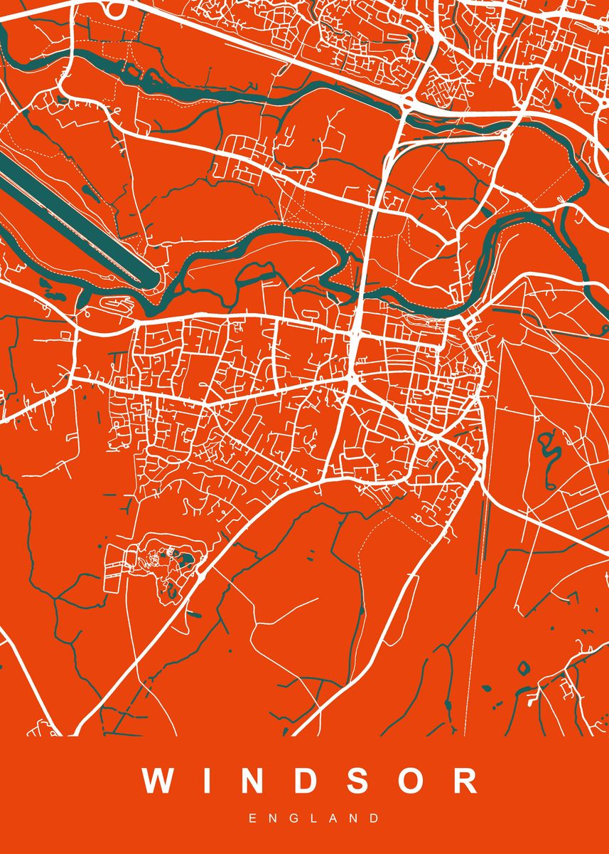 'MAP WINDSOR ENGLAND UK ' Poster, picture, metal print, paint by ...