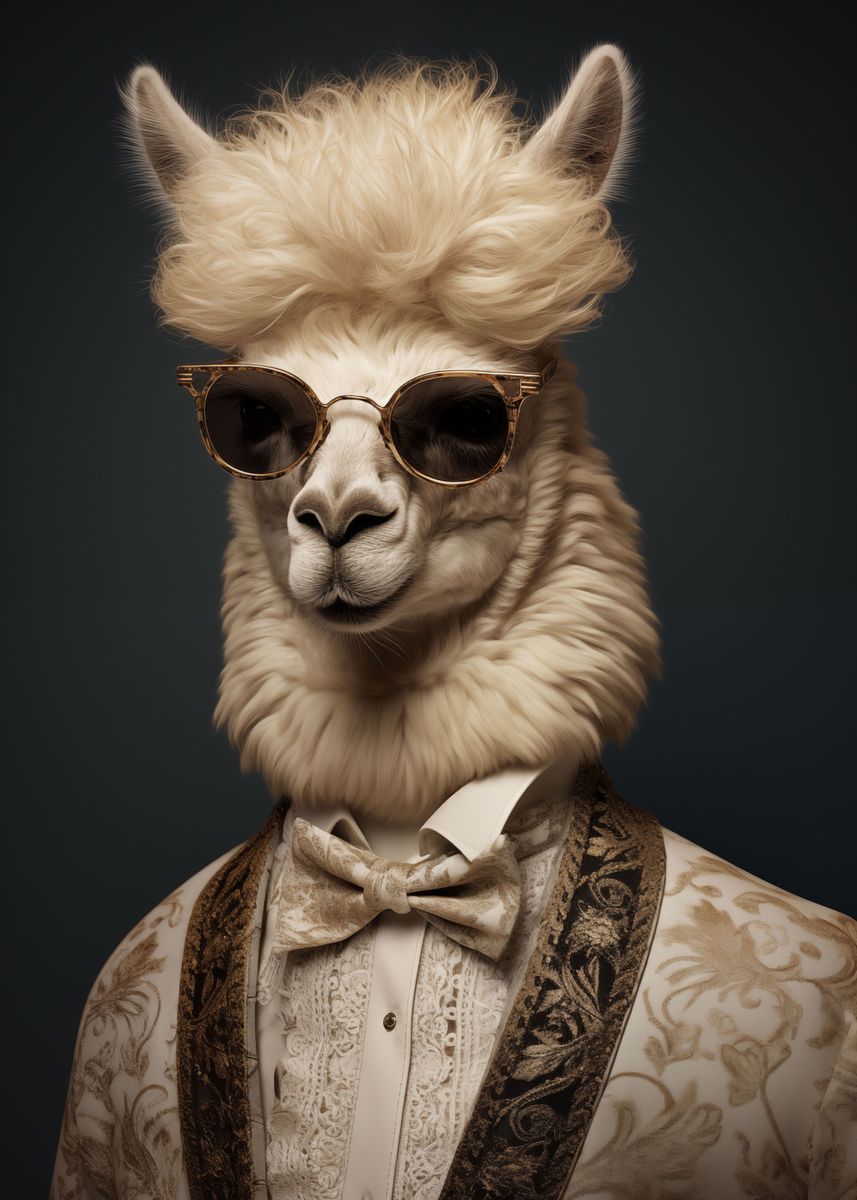 'Alpaca Funny Animal' Poster, picture, metal print, paint by Roman ...