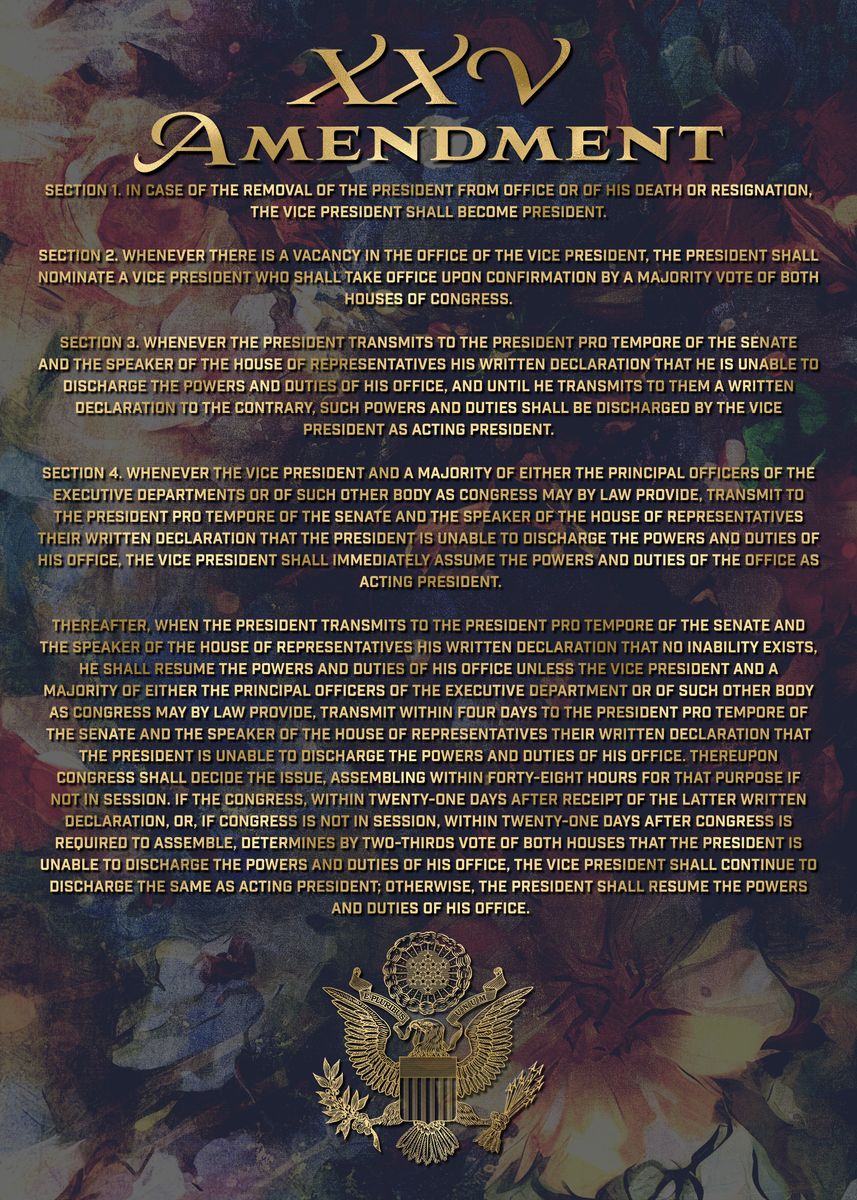 'Amendment XXV' Poster, picture, metal print, paint by Sycaid | Displate