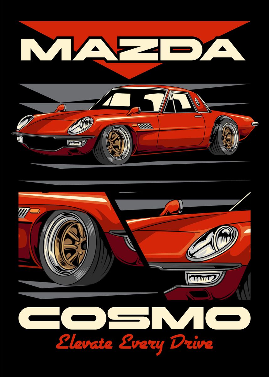 'Retro Cosmo JDM Car' Poster, picture, metal print, paint by Mikhaila ...