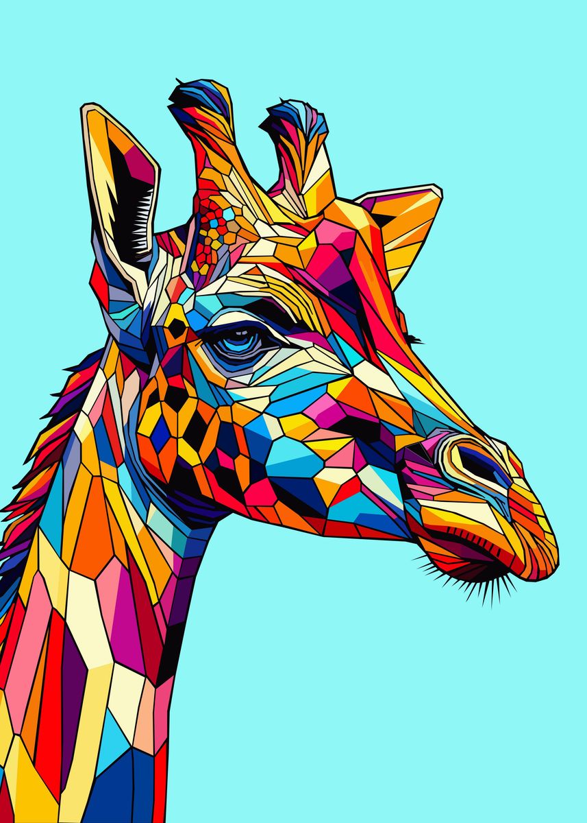 'giraffe wpap pop art' Poster, picture, metal print, paint by du giang | Displate