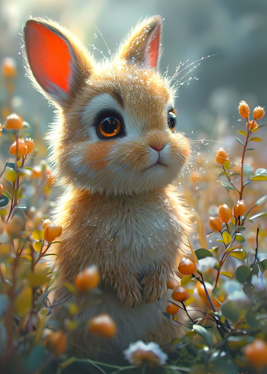 'Beautiful Bunny Cartoon ' Poster, picture, metal print, paint by ...