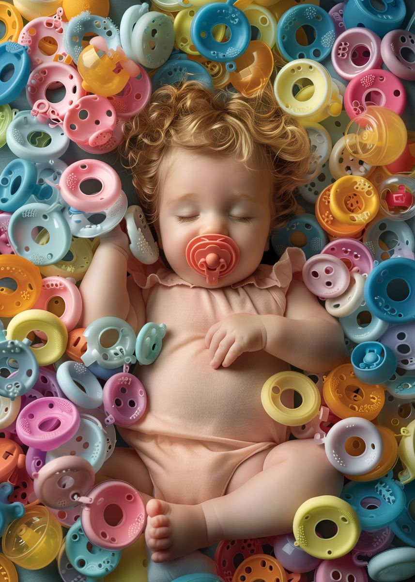 'Baby and pacifiers' Poster, picture, metal print, paint by Vendzi ...