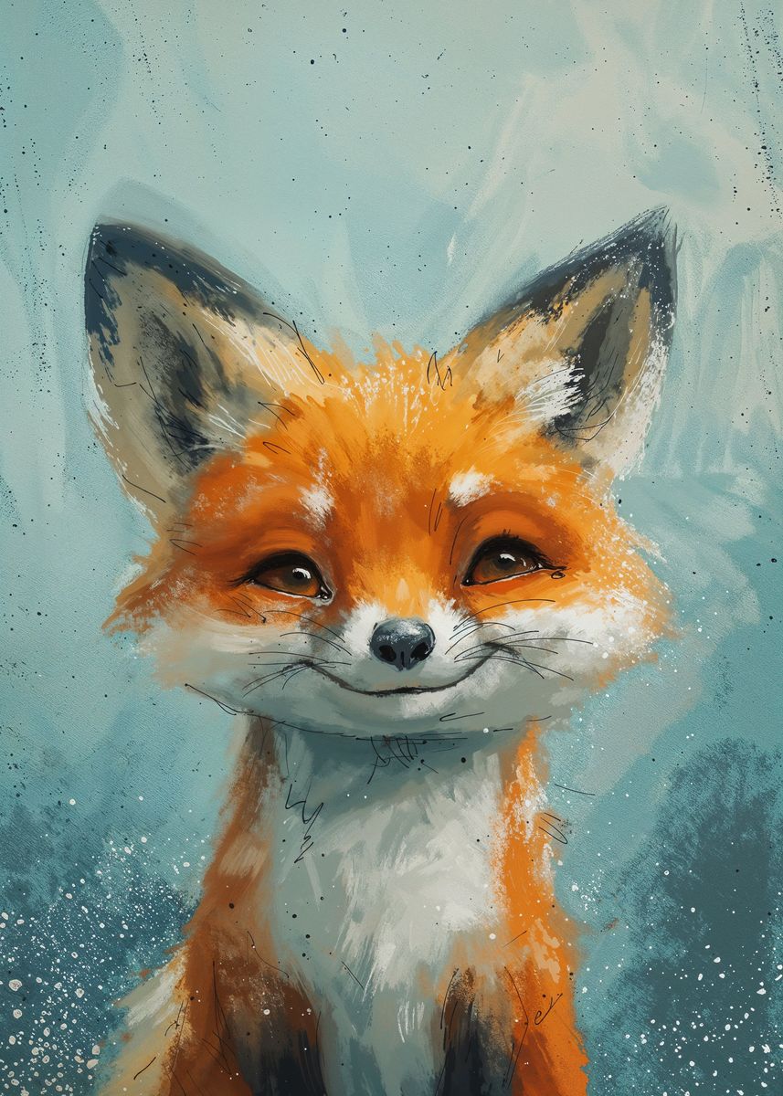 'Sly Fox Grin' Poster, picture, metal print, paint by Katsu | Displate