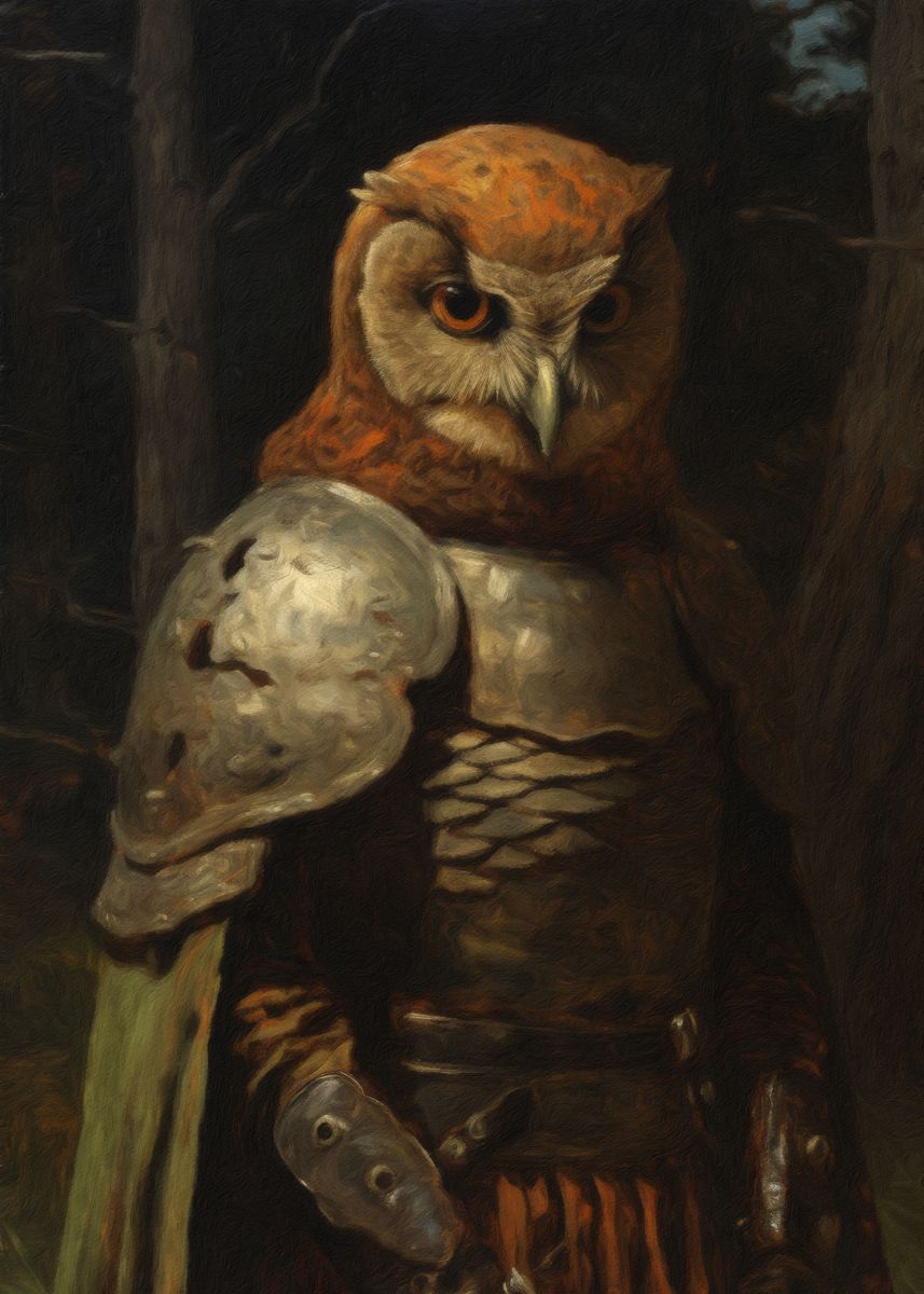 'Dark owl knight' Poster, picture, metal print, paint by goljakoff ...