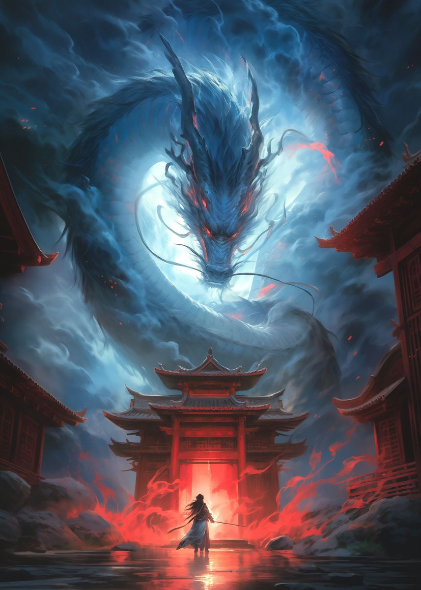 'Samurai vs Dragon' Poster, picture, metal print, paint by Manaverse ...