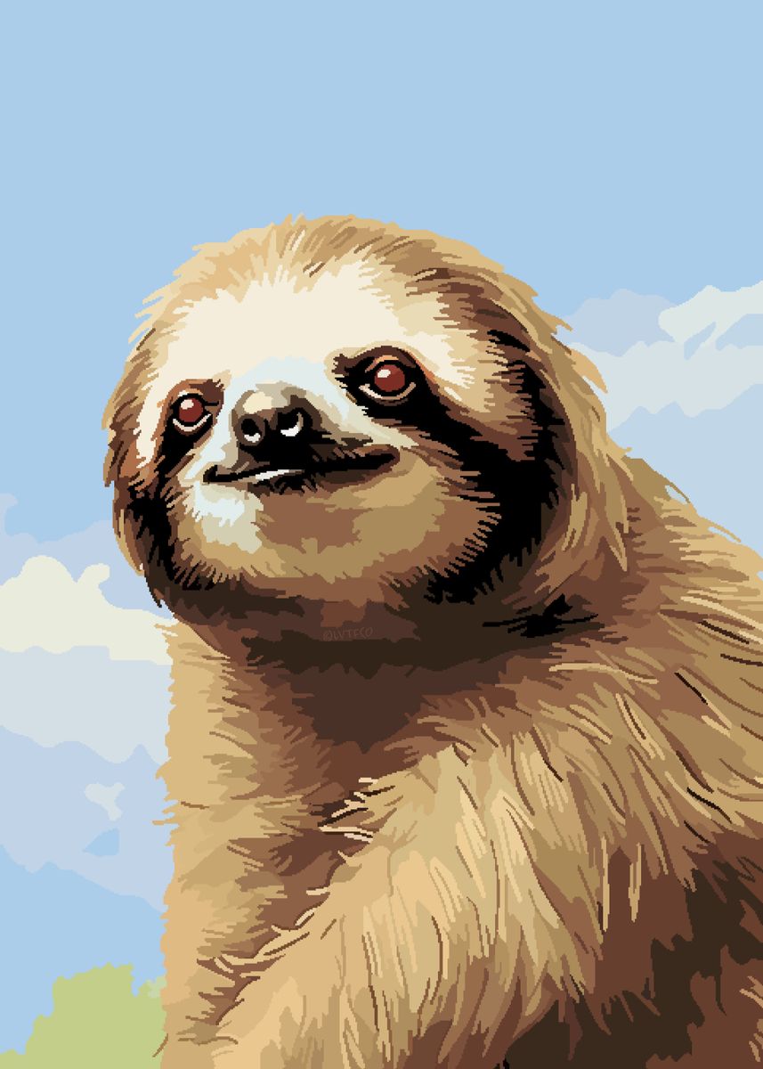 'Inspirational Sloth Pixel' Poster, picture, metal print, paint by ...