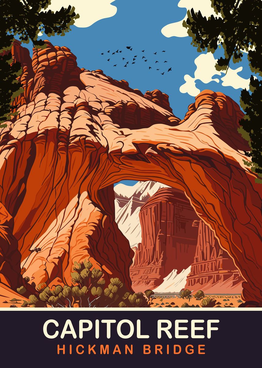 'Hickman Bridge' Poster, picture, metal print, paint by Long Shot ...