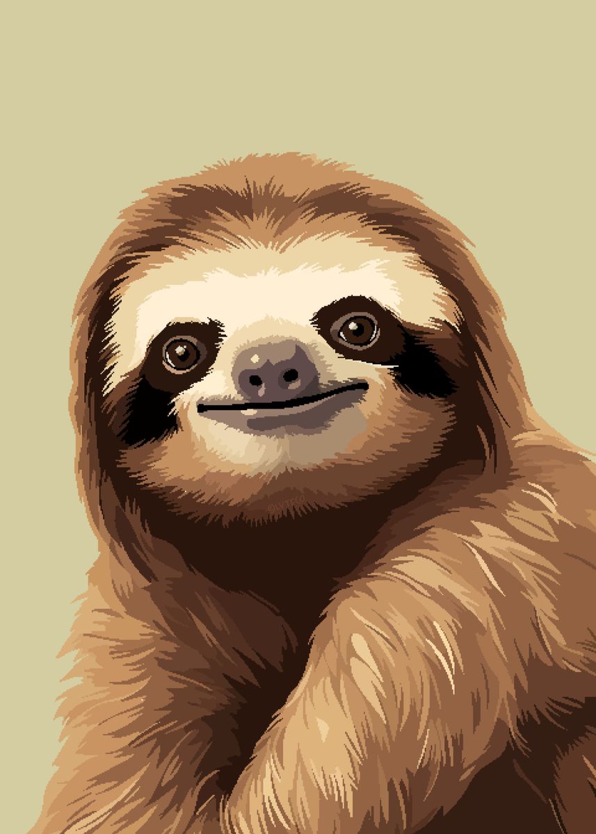 'Cute Sloth Pixel Art' Poster, picture, metal print, paint by LVTFCO ...