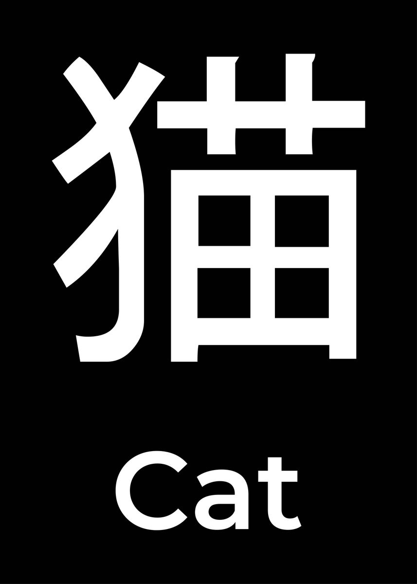 'Cat Japanese Letter' Poster, picture, metal print, paint by DASDOFF ...