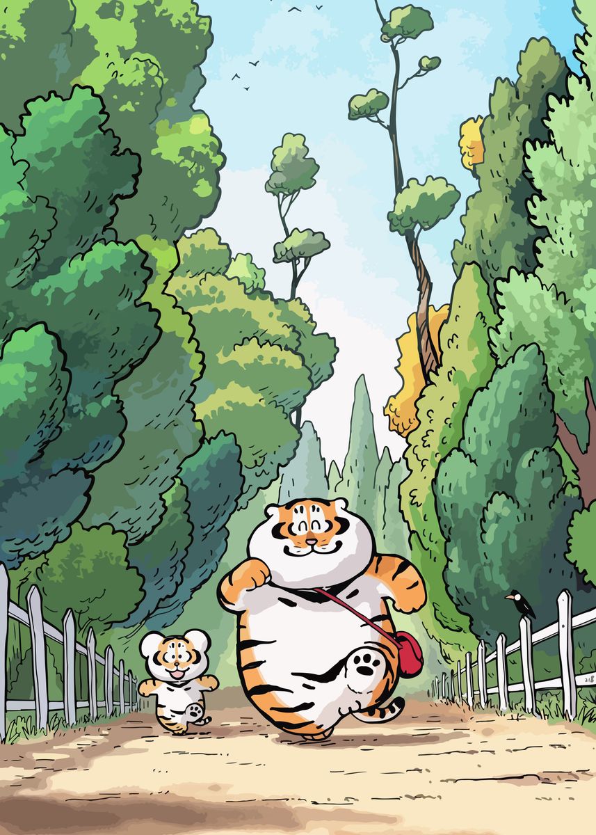 'cute tiger' Poster, picture, metal print, paint by Samuel Justin ...