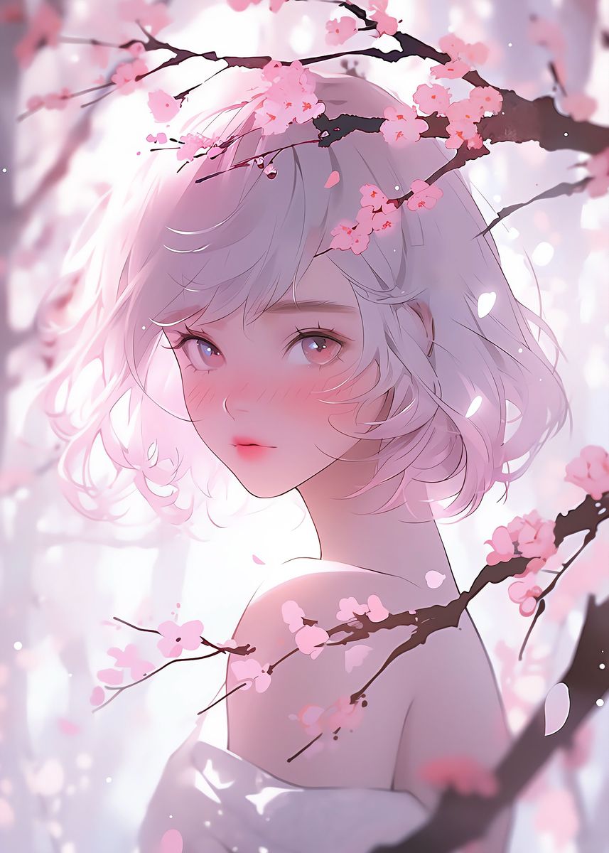 'Sakura girl' Poster, picture, metal print, paint by OMEGA FAUNA | Displate