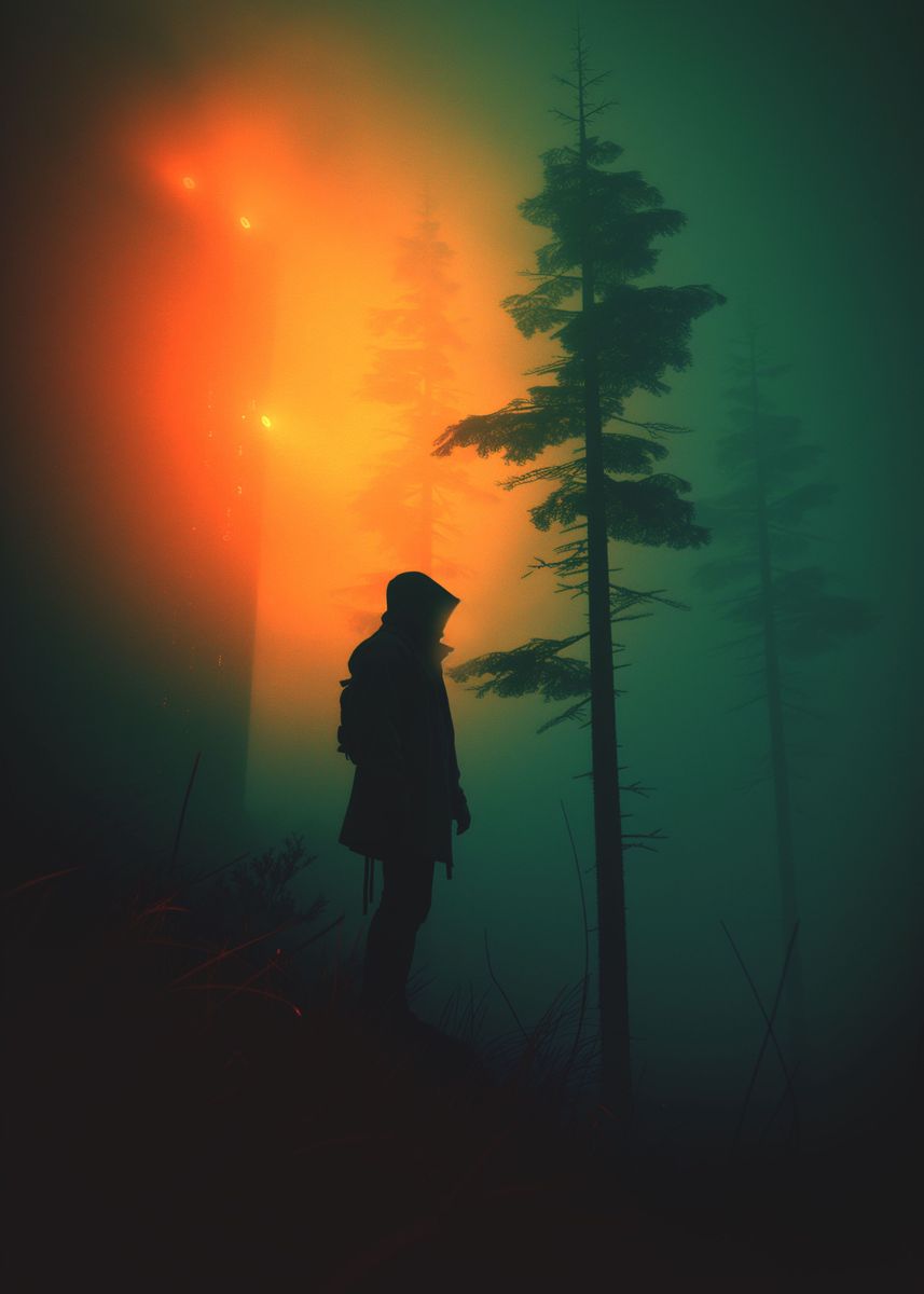 'Nocturnal Neo Noir Forest' Poster, picture, metal print, paint by ...